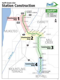 New Swift Green Line Stations and Queue Jumps Going Up in Everett ...